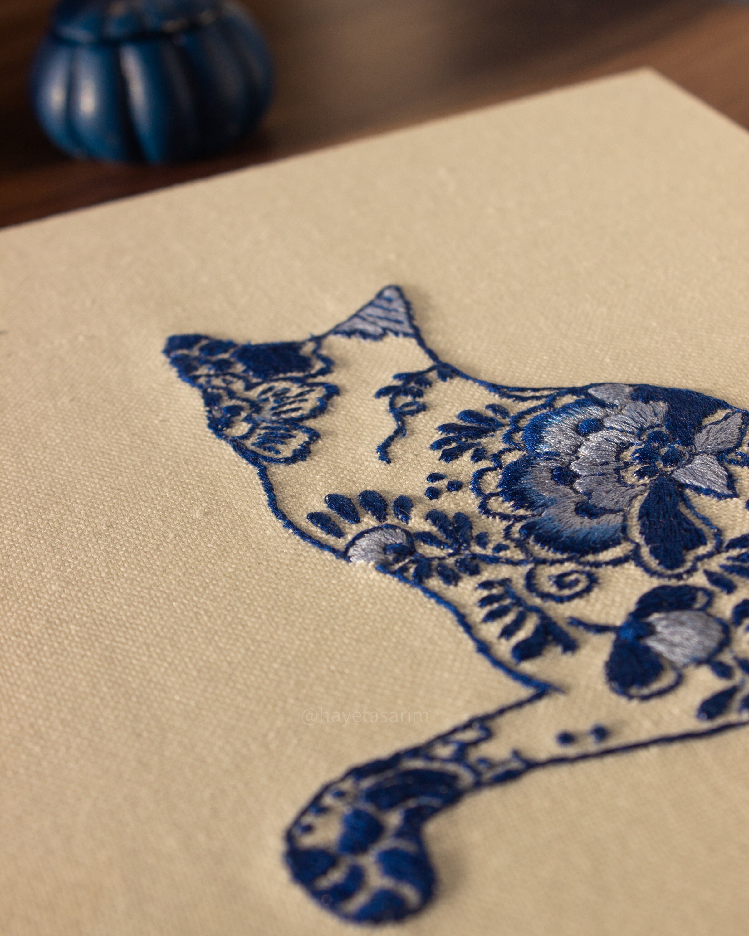 Embroidered Notebook With the Blue Cat, Book, Personalized Journal ...