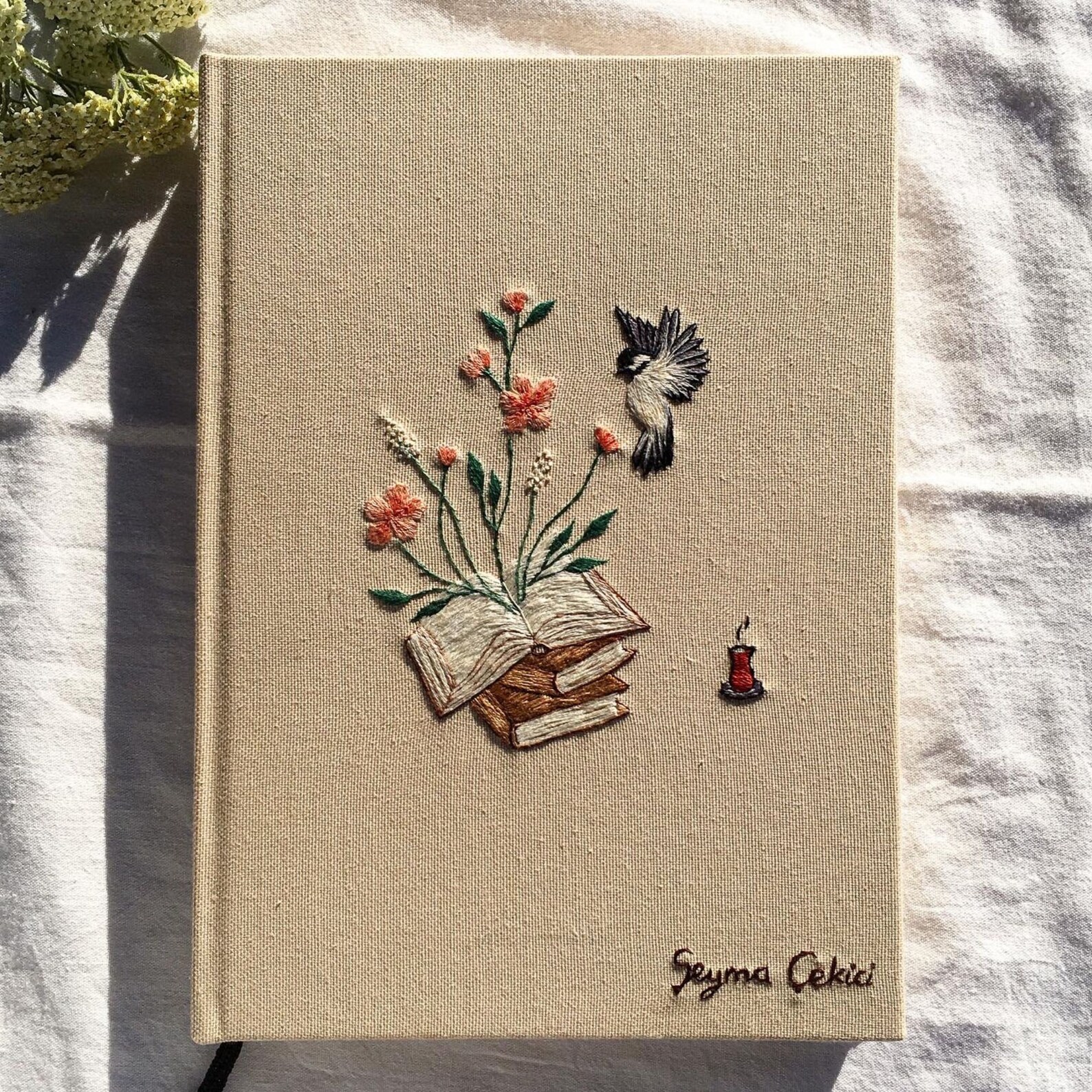 Embroidered Notebook With the Flowers Blooming From Book, Personalized ...
