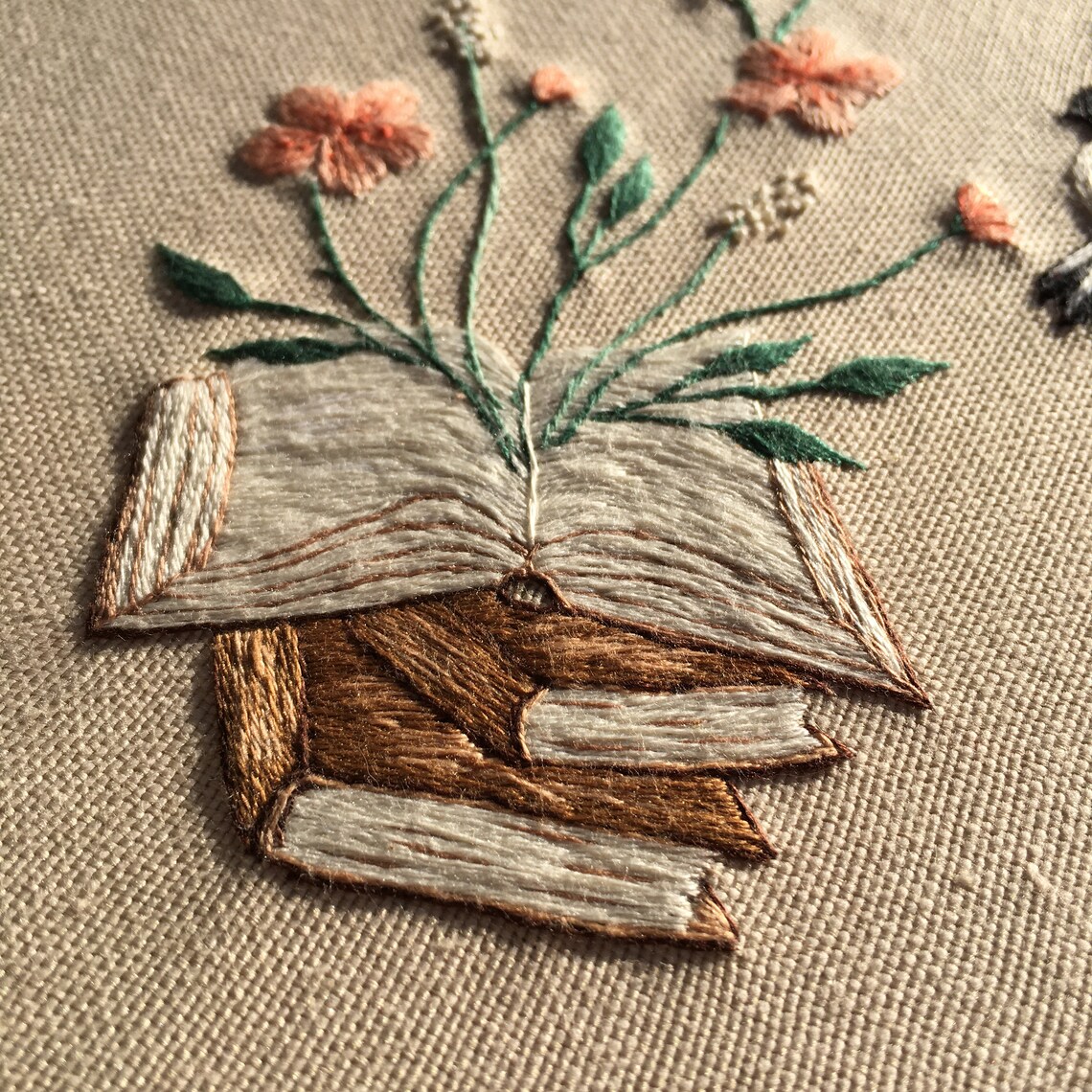 Embroidered Notebook With the Flowers Blooming From Book - Etsy