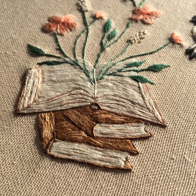 Embroidered Notebook With the Flowers Blooming From Book, Personalized ...