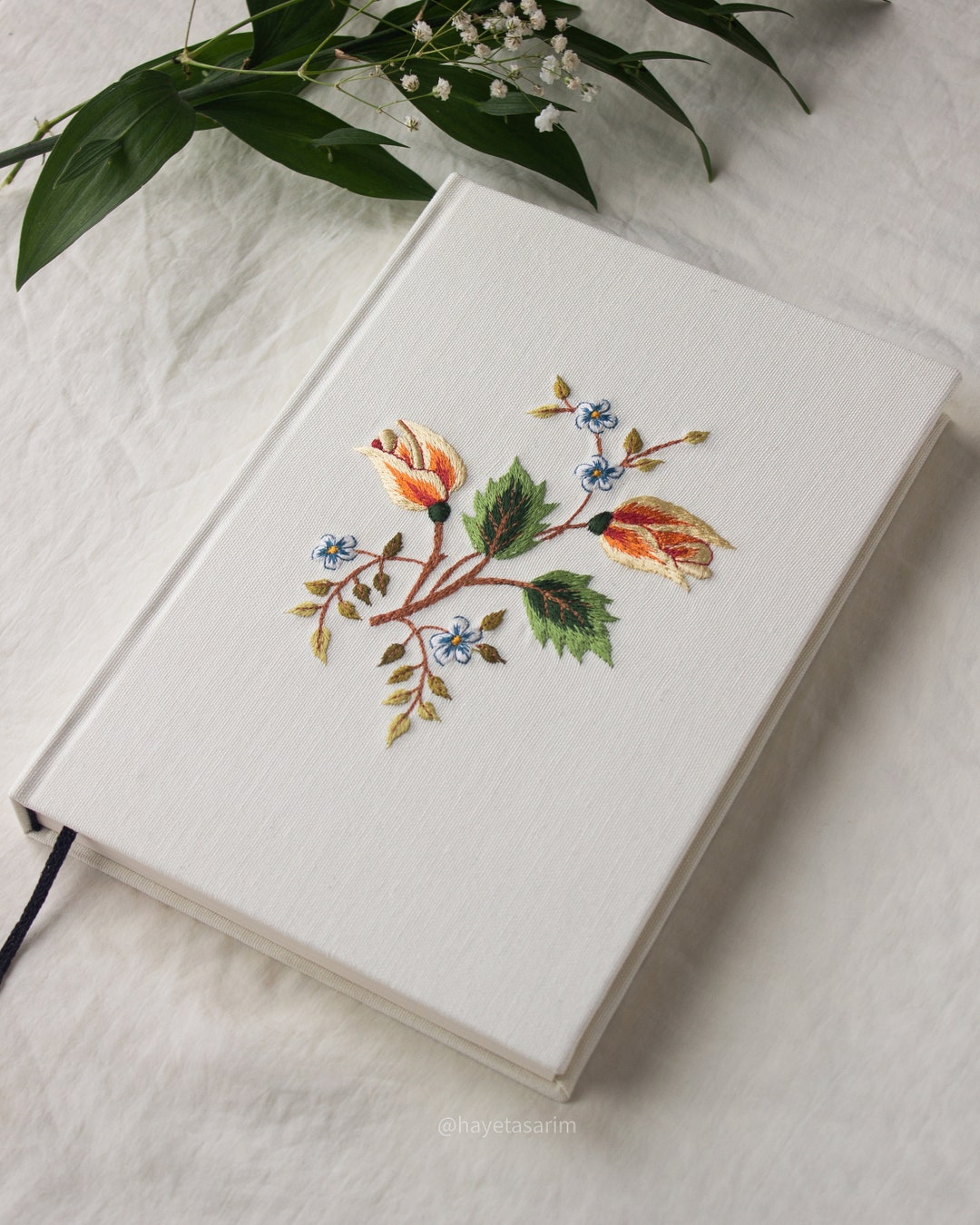 Embroidered Notebook With the Flowers, Journal, Book, Linen ...