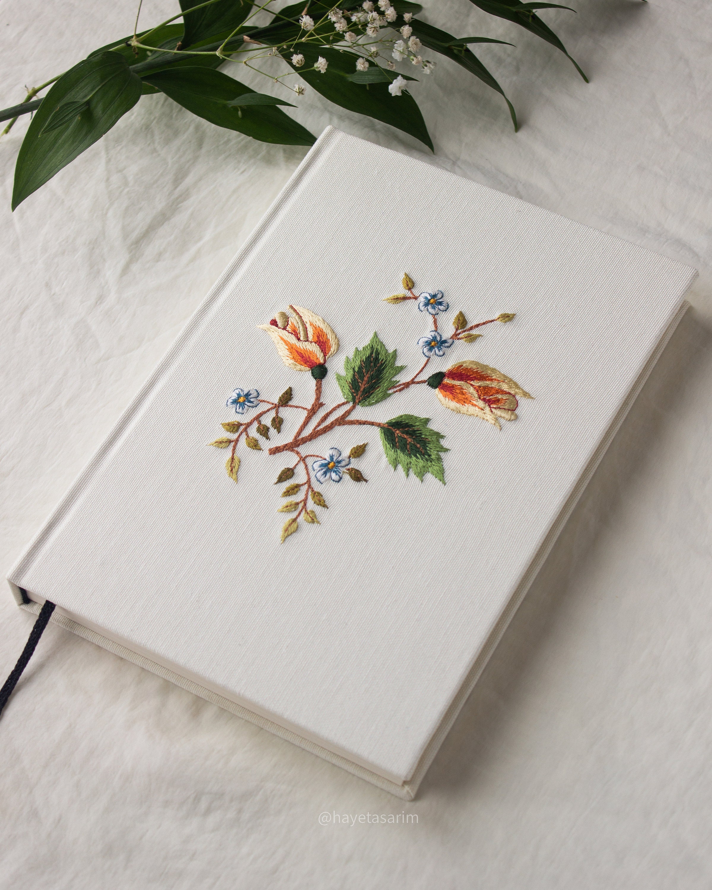 Embroidered Notebook With the Flowers, Journal, Book, Linen ...