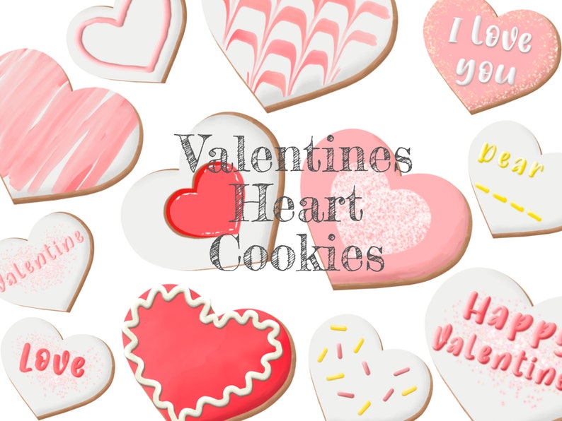 Valentines Cookies Clipart PNG - Etsy