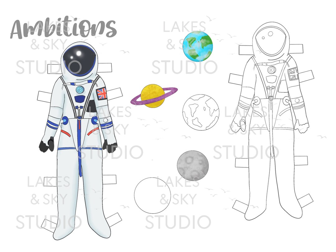 Printable Paper Doll Ambitions Outfits - Ballerina, Astronaut ...