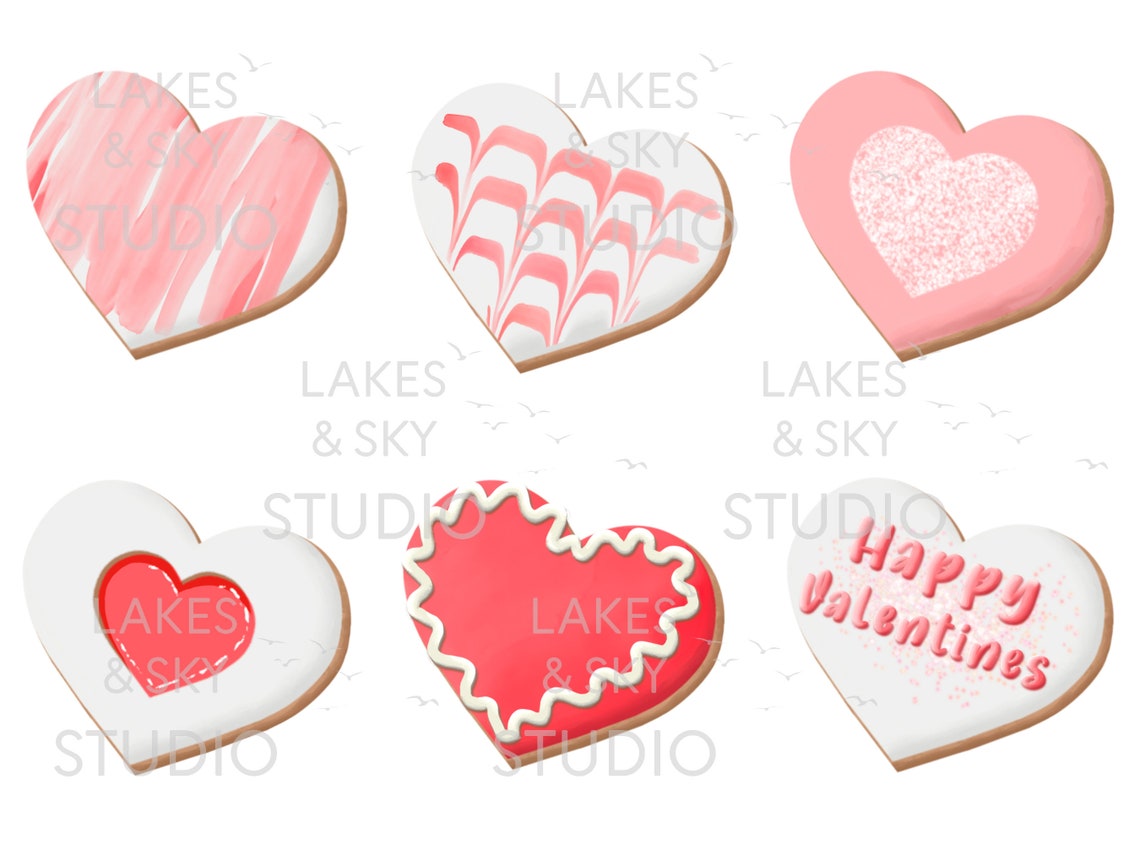 Valentines Cookies Clipart PNG | Etsy