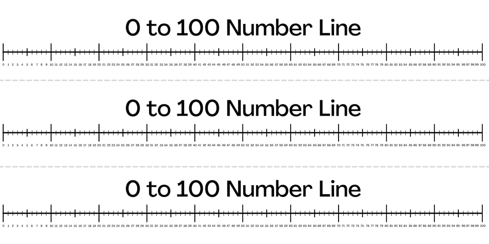 Number Lines With Numbers to 100 Instant Download (Download Now) - Etsy