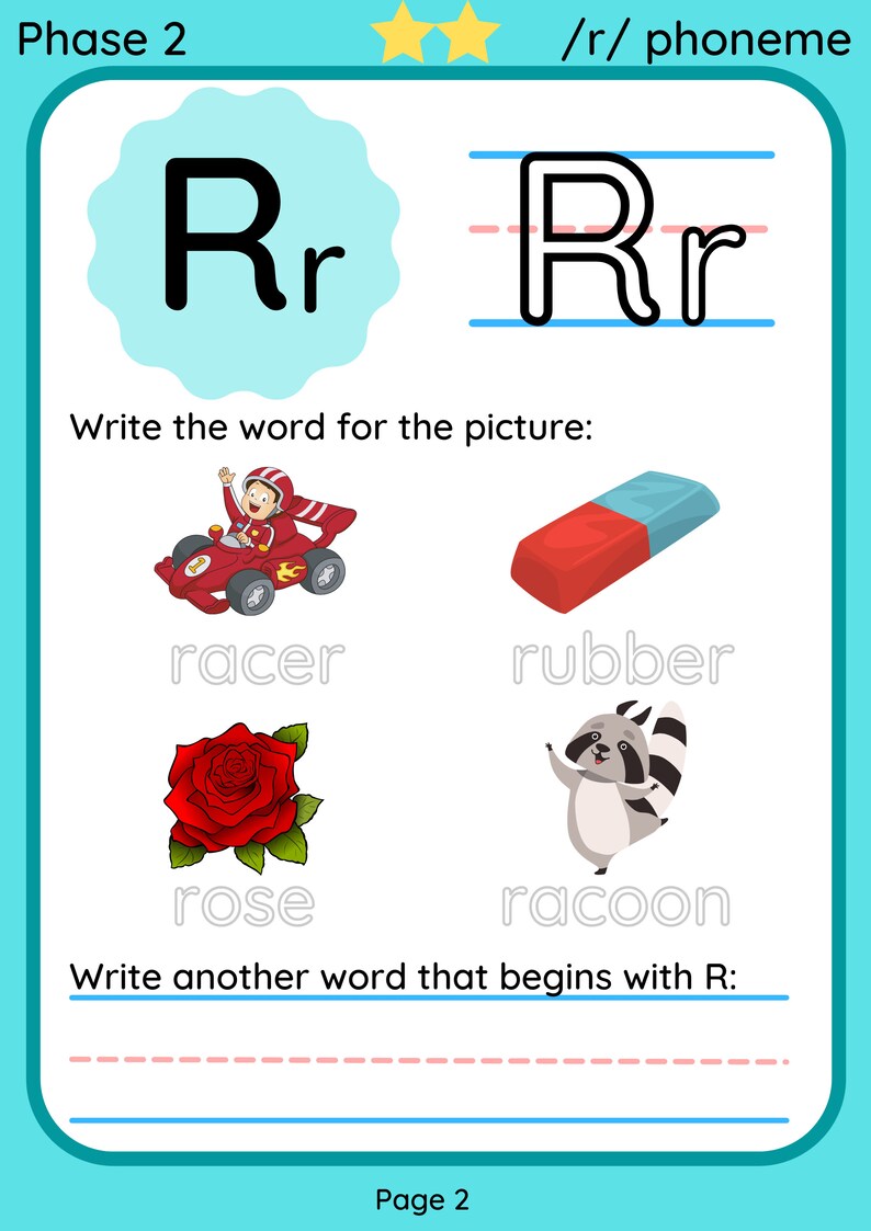 Printable Digital Phonics Worksheet Letter R /r/ Phoneme - Etsy