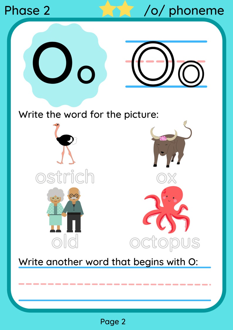 Printable Digital Phonics Worksheet Letter O /o/ Phoneme - Etsy