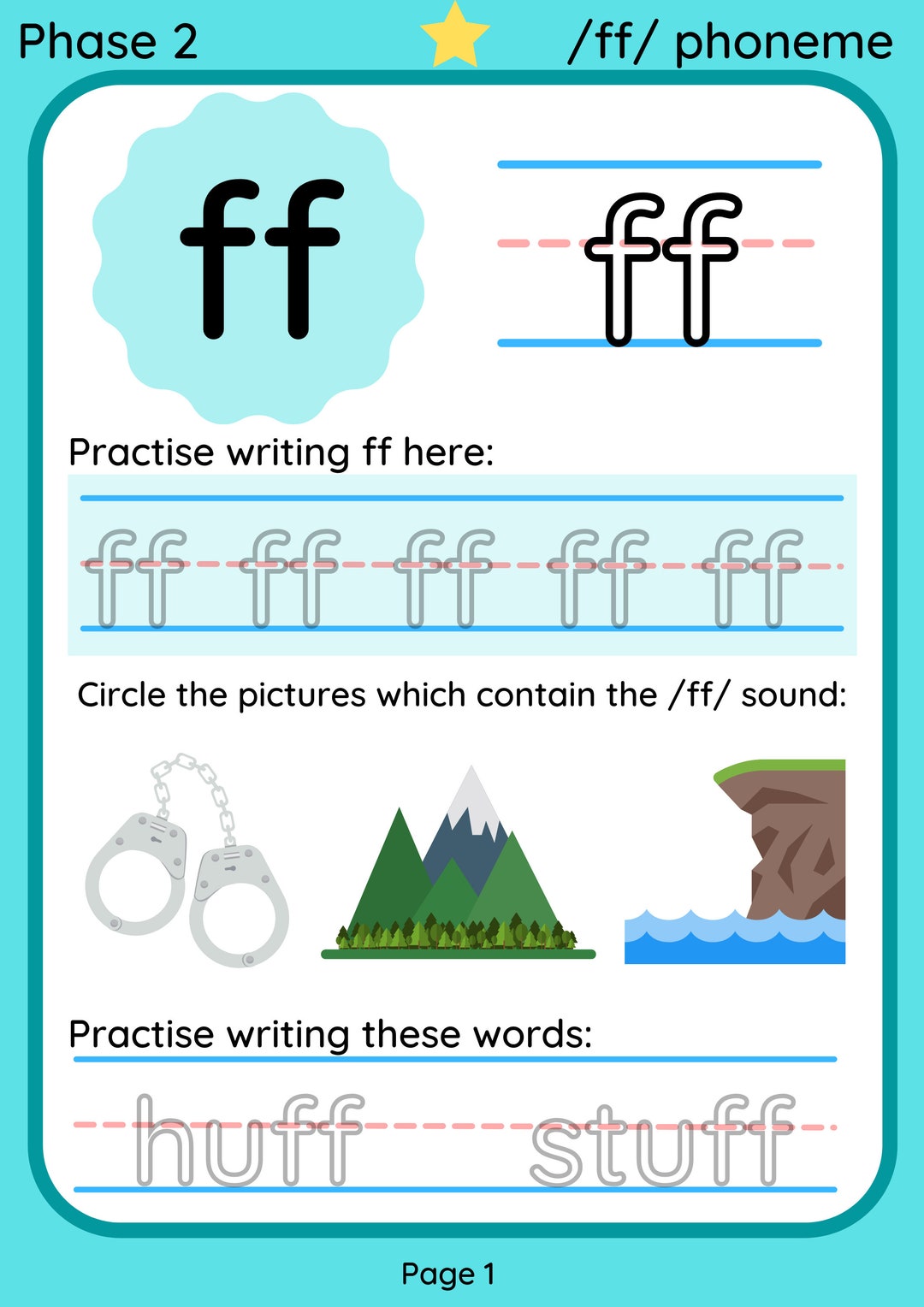 Printable Digital Phonics Worksheet Ff /ff/ Phoneme - Etsy
