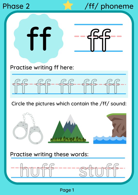 Printable Digital Phonics Worksheet Ff /ff/ Phoneme | Etsy