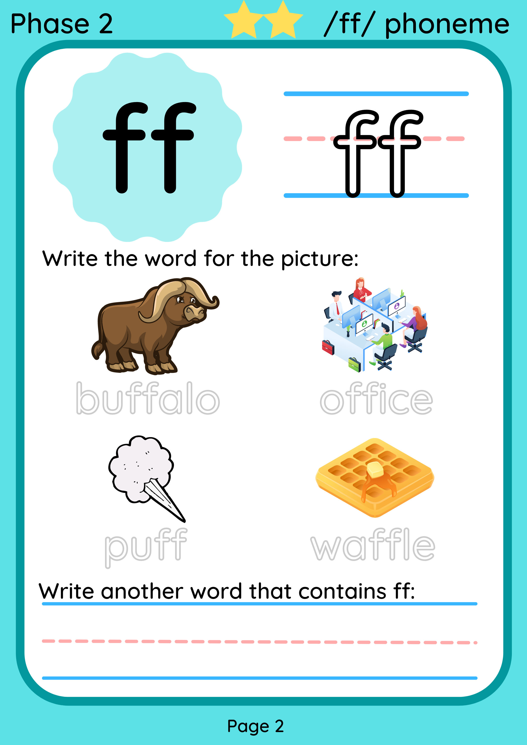 Printable Digital Phonics Worksheet Ff /ff/ Phoneme - Etsy