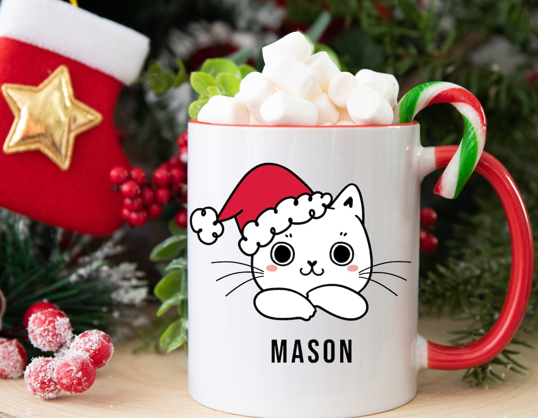 Personalized Christmas Cat Mug, Christmas Gift Mug, Funny Cat Gift, Cat ...