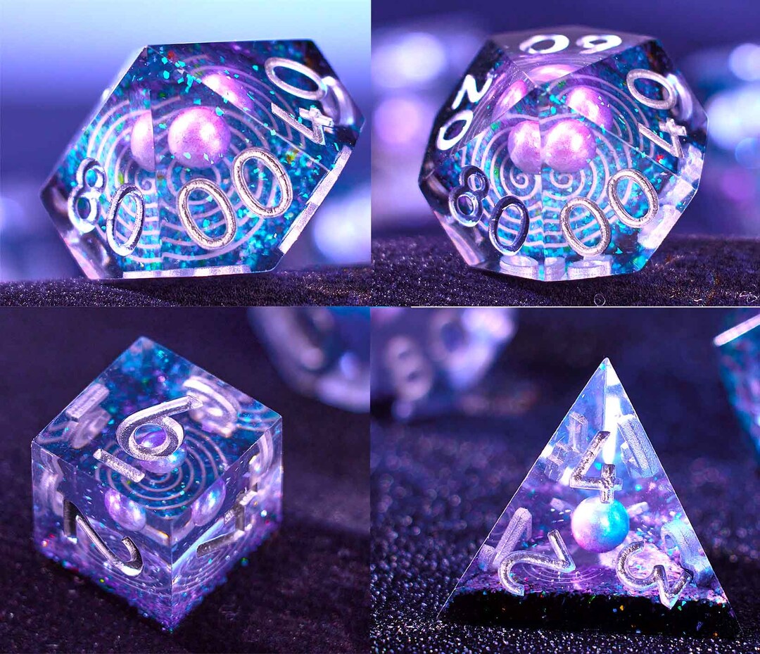 Galaxy Dice Set ,pink Dnd Dice Set Resin for Role Playing Games,galaxy Sharp Edge Dice Set ...