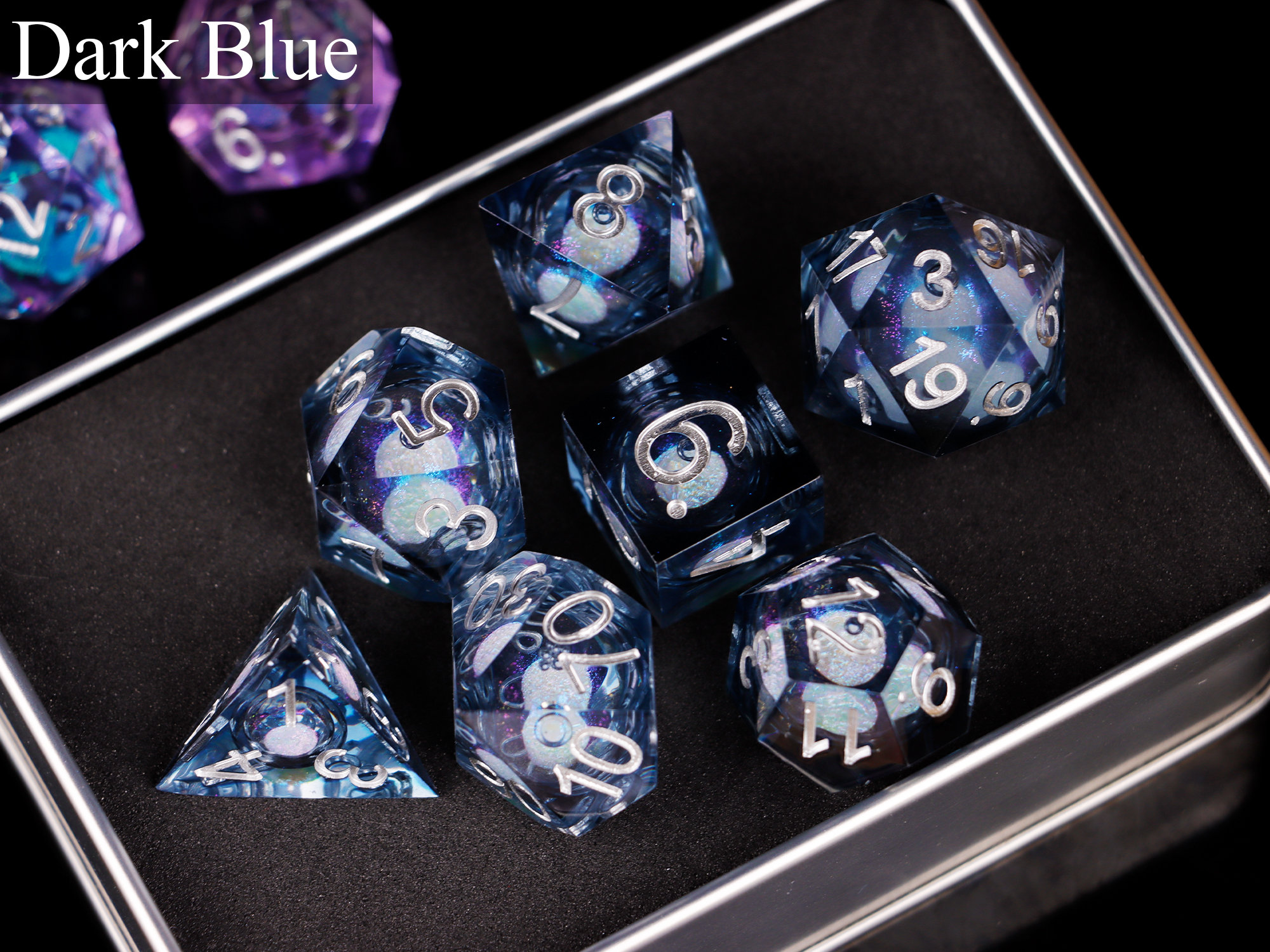 Dnd Dice Set Liquid Core for Role Playing Games Blue Liquid - Etsy