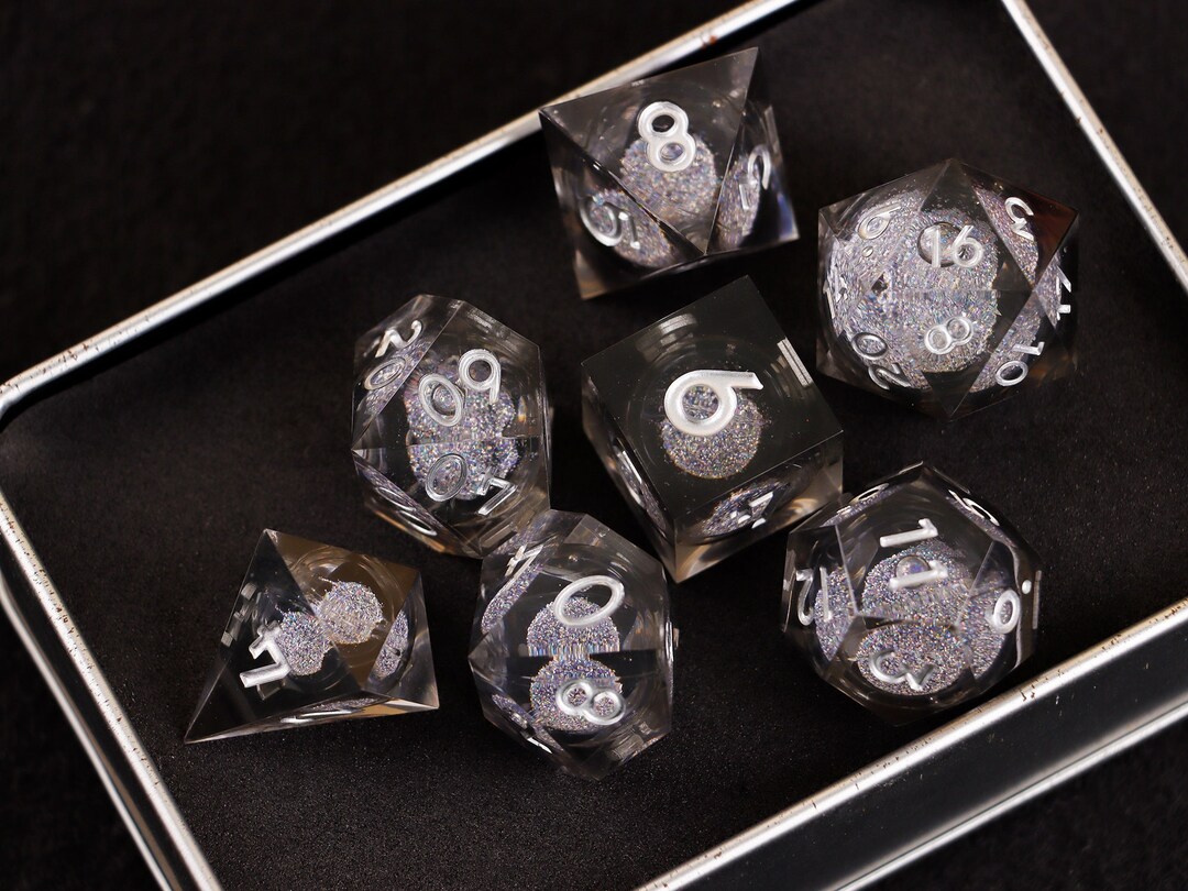 Black Liquid Core Dice Set for Role Playing Games , Resin Sharp Edge ...