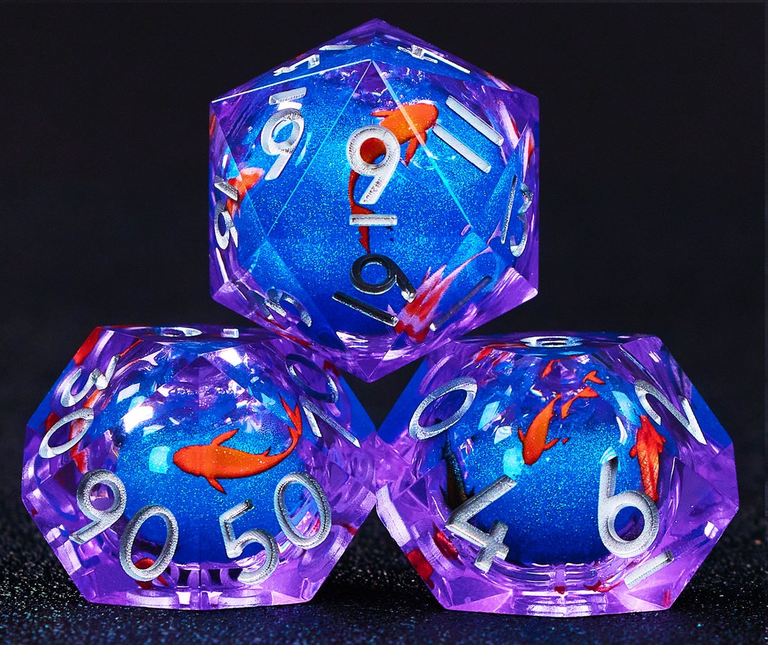 Koi Fish Liquid Core DND Dice Set Galaxy Liquid Core Dice - Etsy