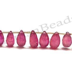 Ruby Faceted Drop Shape Beads-ruby Beads-faceted Beads-ruby Faceted ...