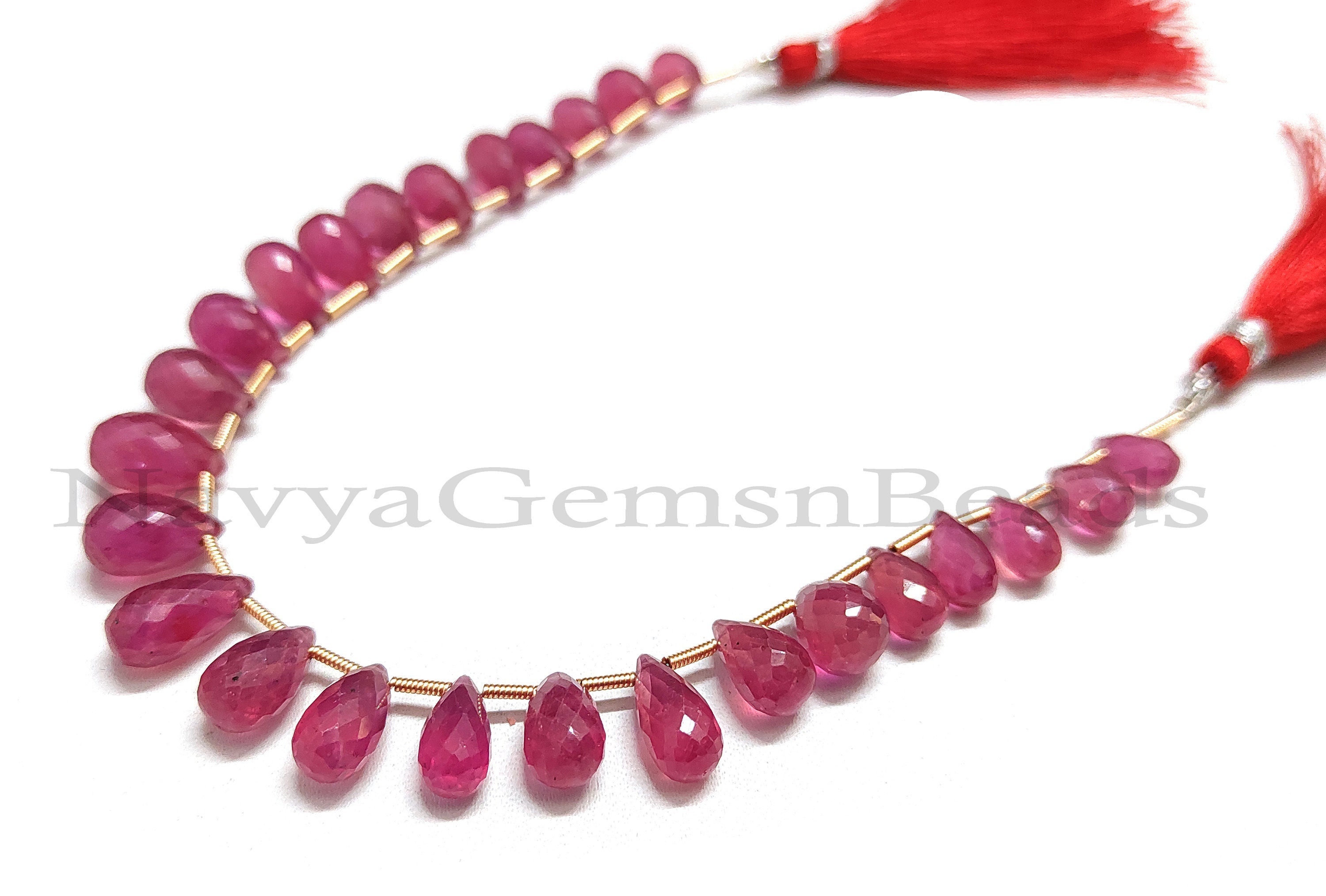 Ruby Faceted Drop Shape Beads-ruby Beads-faceted Beads-ruby Faceted ...