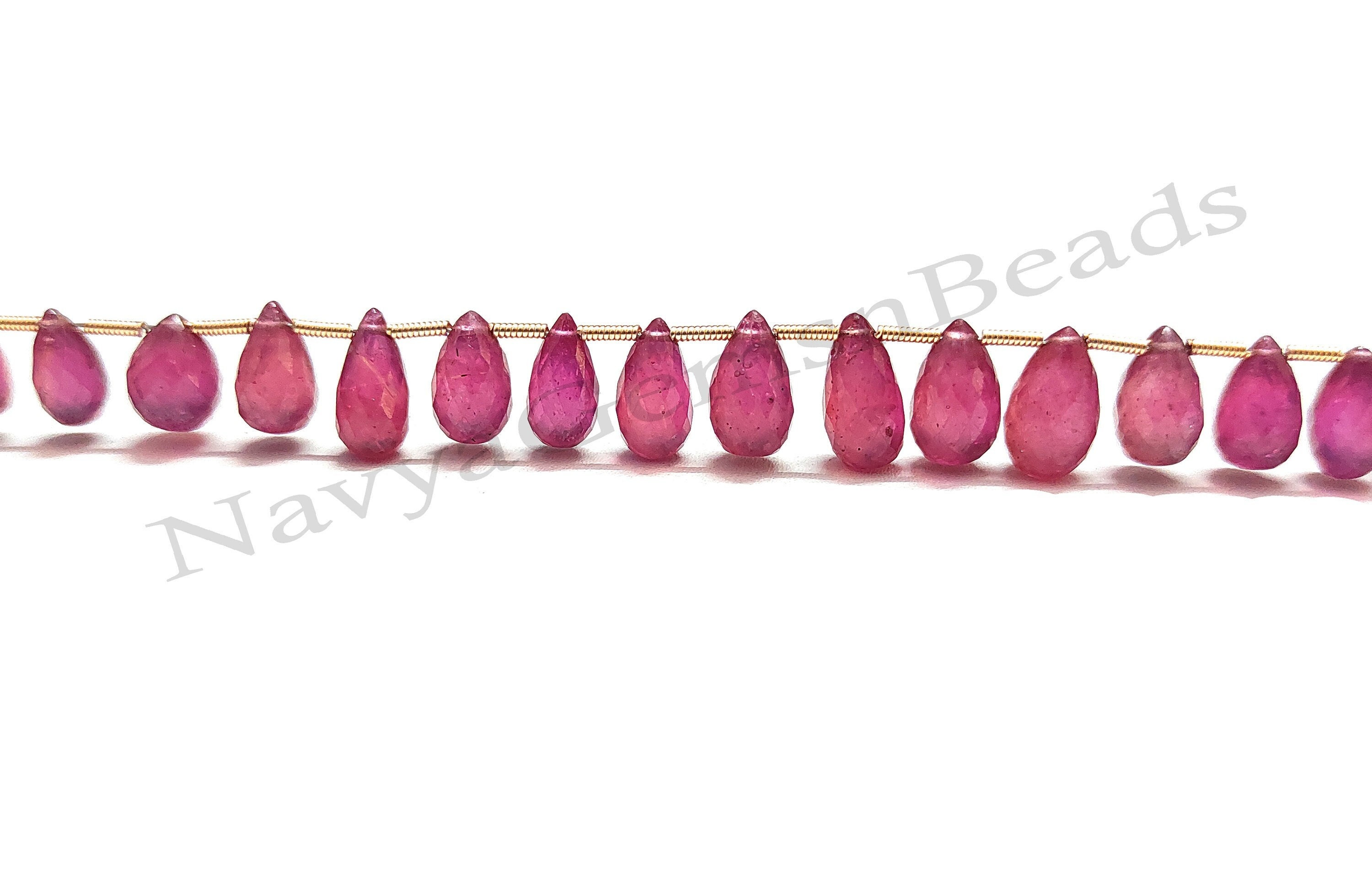 Ruby Faceted Drop Shape Beads-ruby Beads-faceted Beads-ruby - Etsy