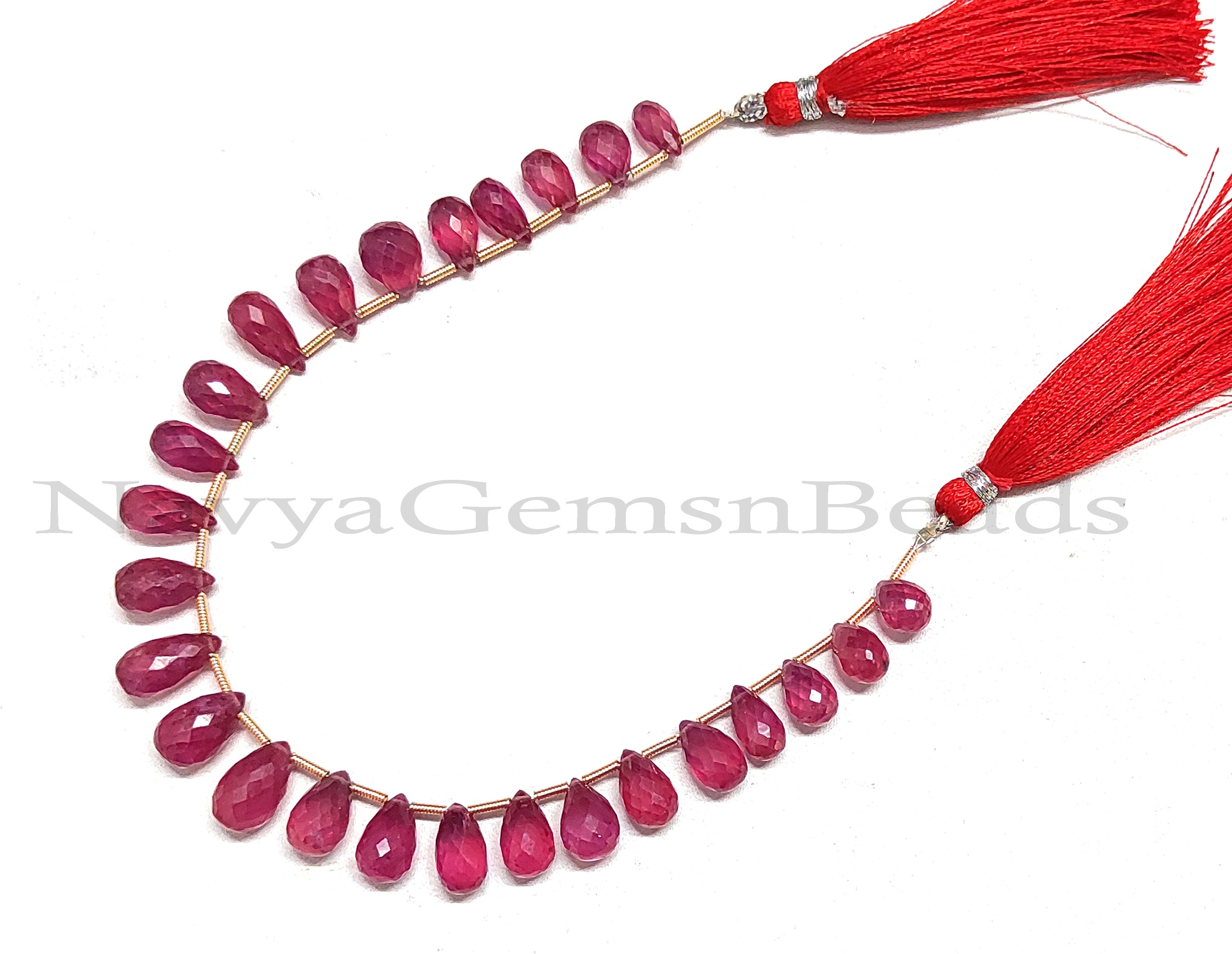Ruby Faceted Drop Shape Beads-ruby Beads-faceted Beads-ruby Faceted ...