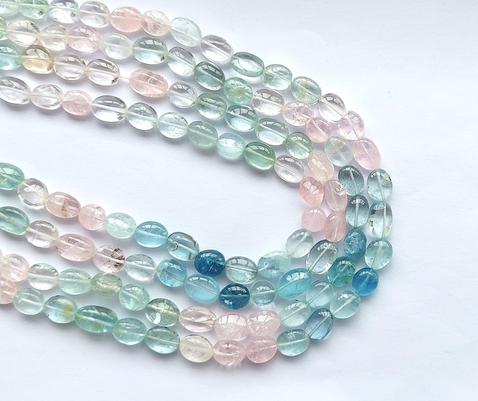 Natural Multi Aquamarine Smooth Oval Beads-aquamarine Oval Shape Bead ...