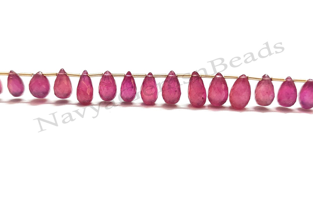 Ruby Faceted Drop Shape Beads-ruby Beads-faceted Beads-ruby Faceted ...