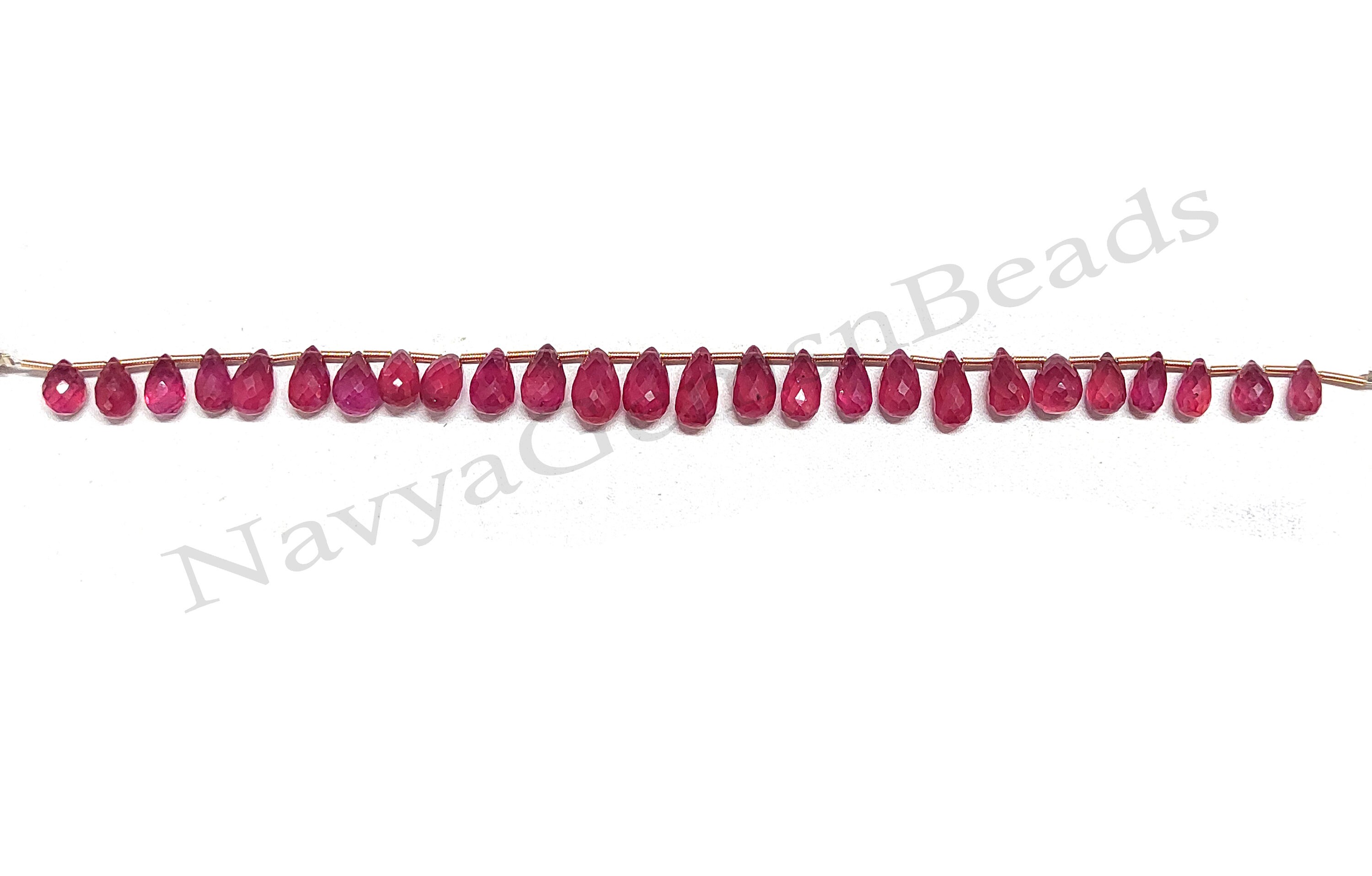 Ruby Faceted Drop Shape Beads-ruby Beads-faceted Beads-ruby Faceted ...