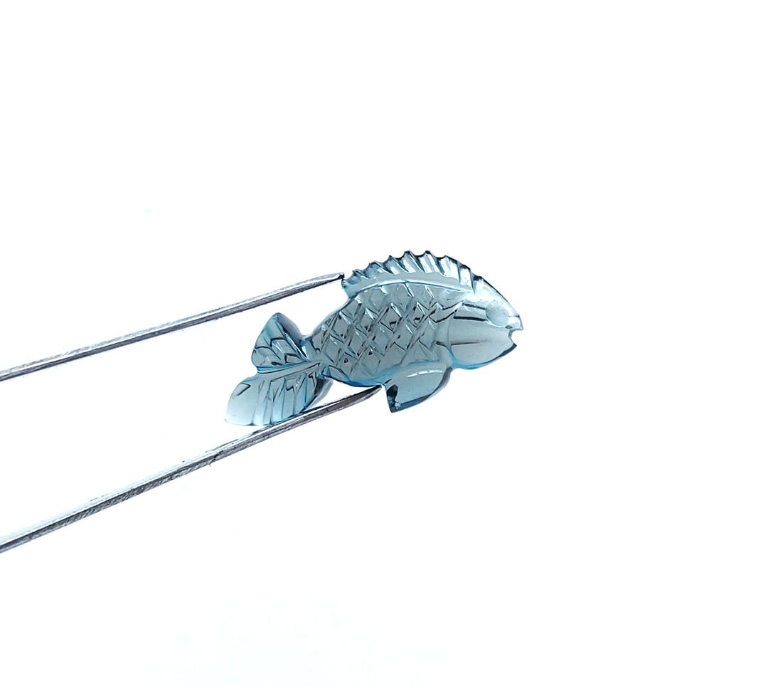 Natural London Blue Topaz Carving-fish Carving-genuine London Blue ...