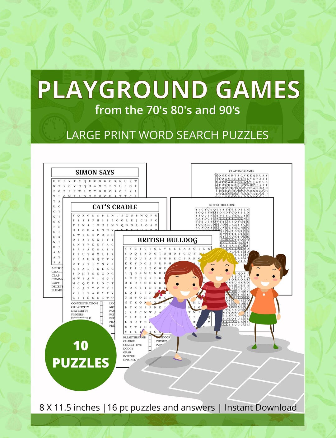 Playground Games (from the 70's-90's) Word Searches (10 Puzzles ...