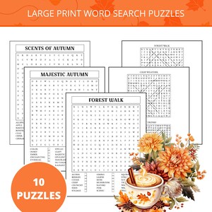 Autumn Word Searches (10 Puzzles) | Large Print | Instant Download ...
