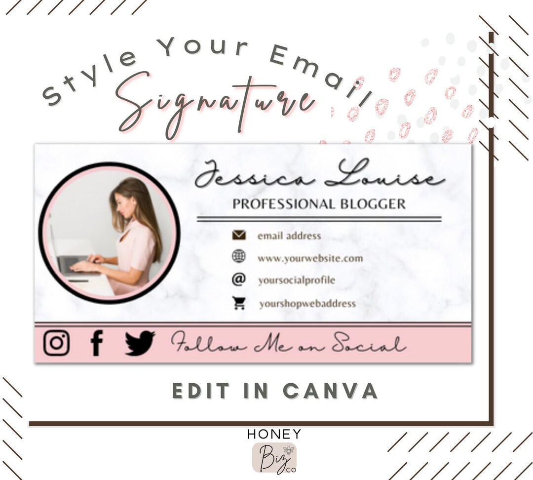 Email Signature Template Canva - Business Email Signature - Blush Pink ...