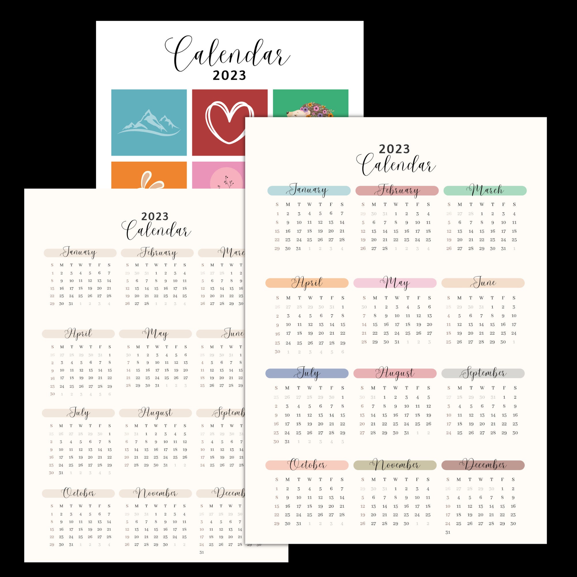 2023 Calendar Printable 2023 Digital Calendar 2023 - Etsy