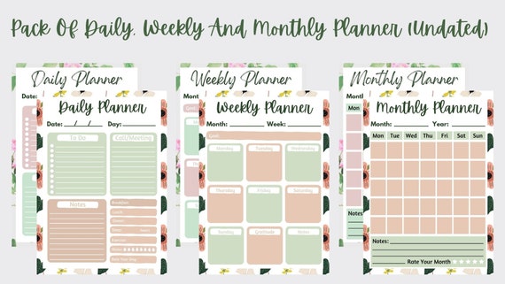 Digital and Printable Daily Planner Weekly Planner Monthly - Etsy