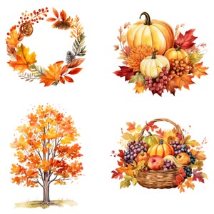 30 Autumn Fall Clip Art Bundle Commercial Use Thanksgiving Halloween ...