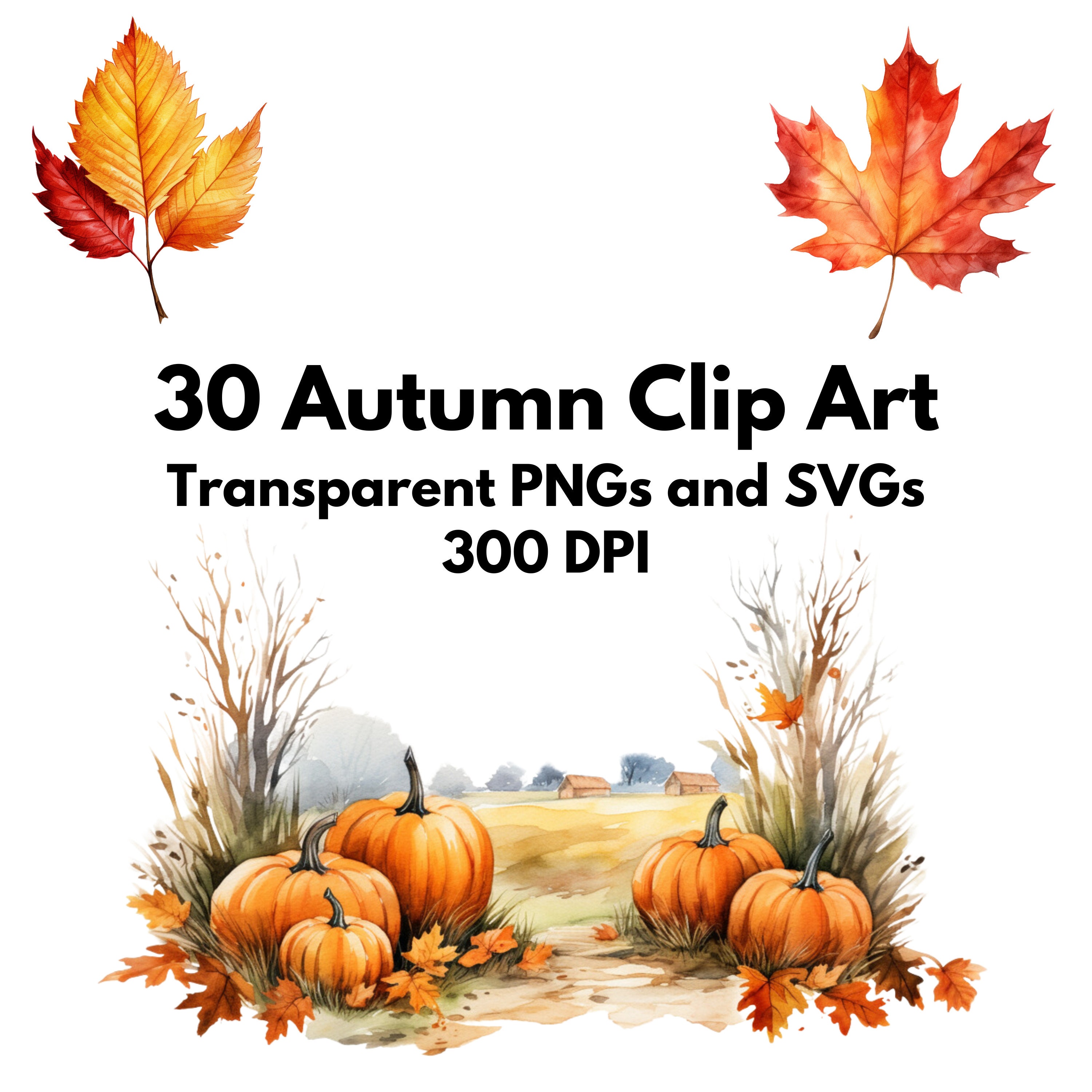 30 Autumn Clip Art, Fall Color Decorations, Commercial Use - Etsy