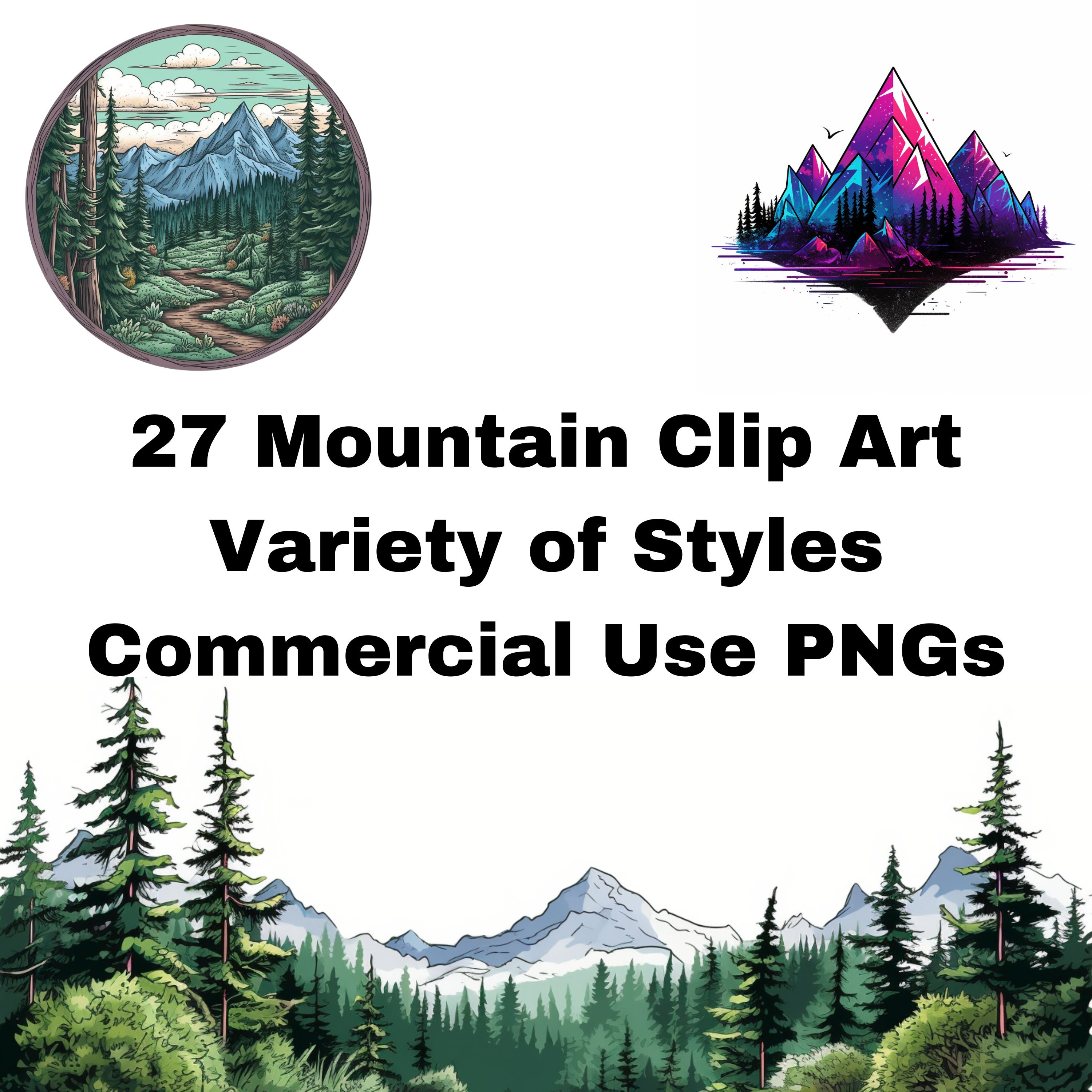 27 Mountain PNG Clip Art, Commercial Use - Etsy