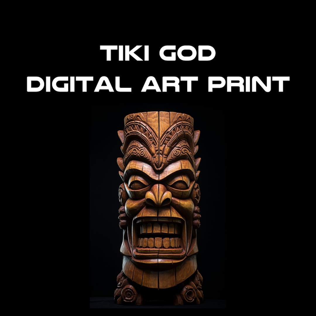 Tiki God Digital Art PNG Download - Polynesian Tribal Mask Wall Decor ...