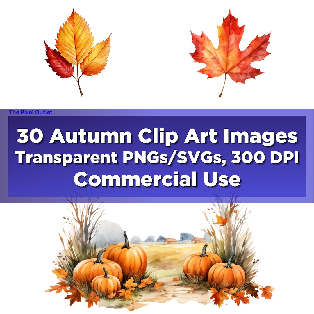 30 Autumn Clip Art, Fall Color Decorations, Commercial Use - Etsy