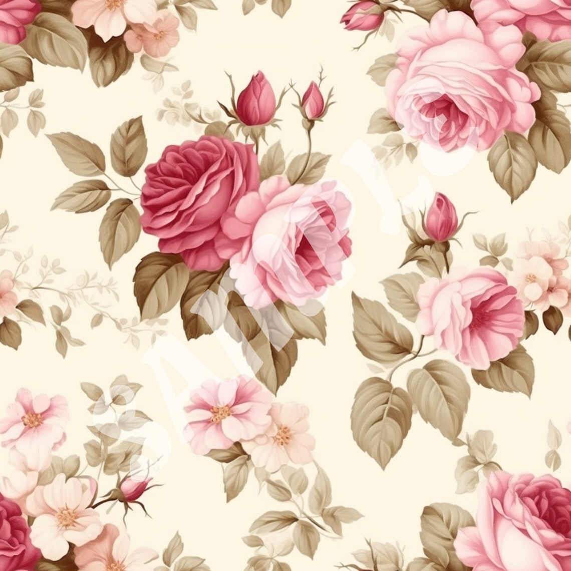 60 Vintage Rose and Flower Seamless Patterns, Floral Digital Paper, for ...