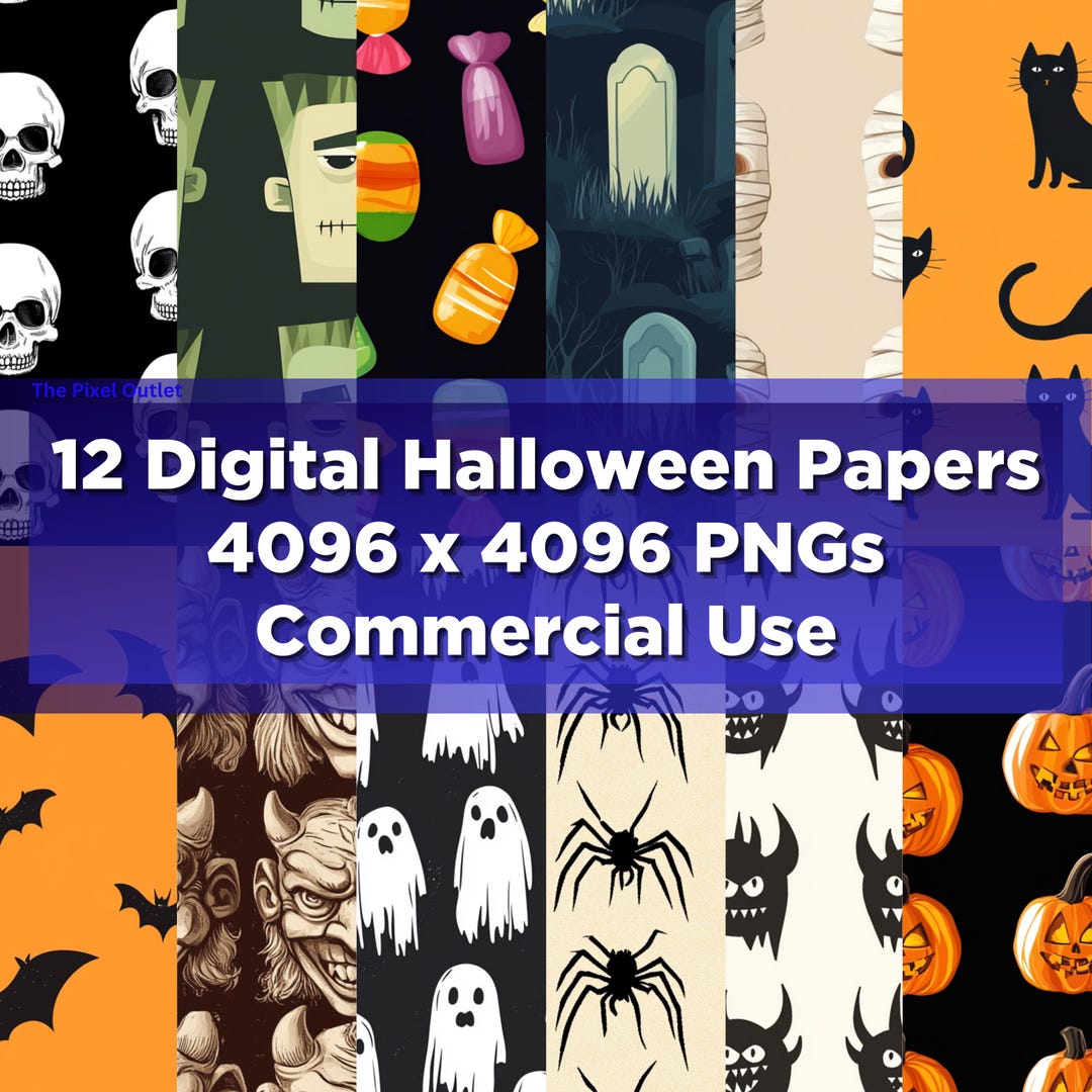12 Halloween Digital Papers, Printable Digital Paper - Etsy