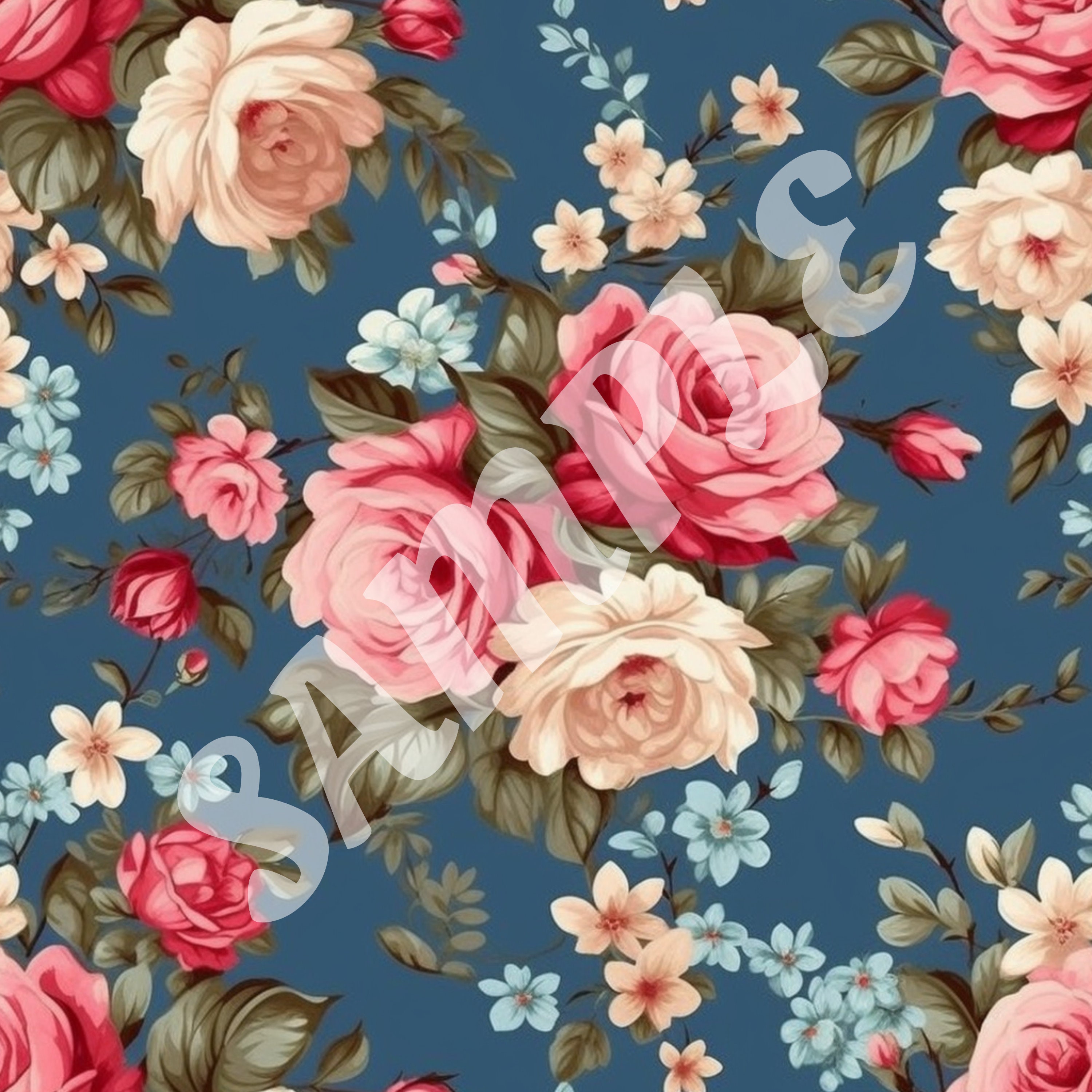 60 Vintage Rose and Flower Seamless Patterns, Floral Digital Paper, for ...