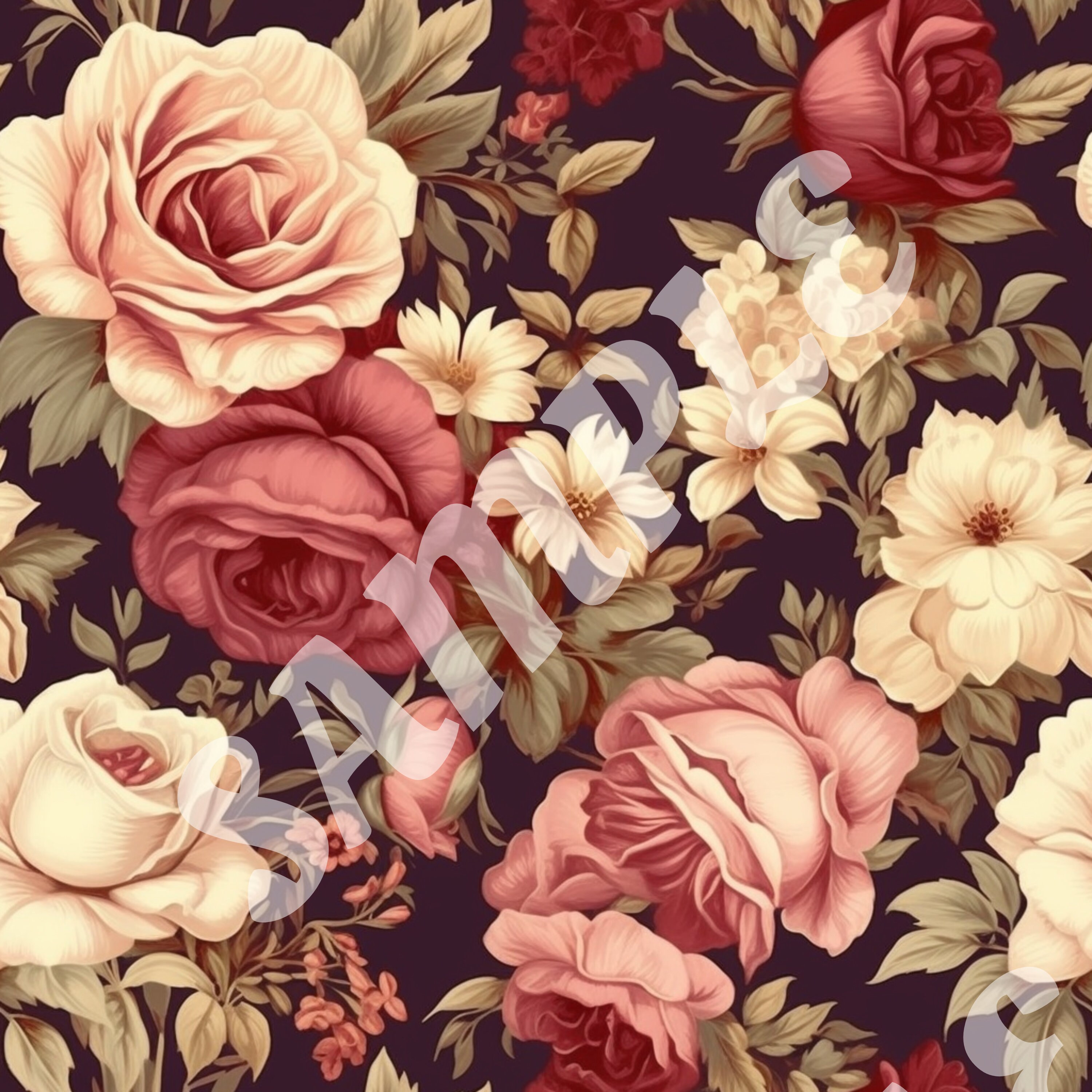 60 Vintage Rose and Flower Seamless Patterns, Floral Digital Paper, for ...