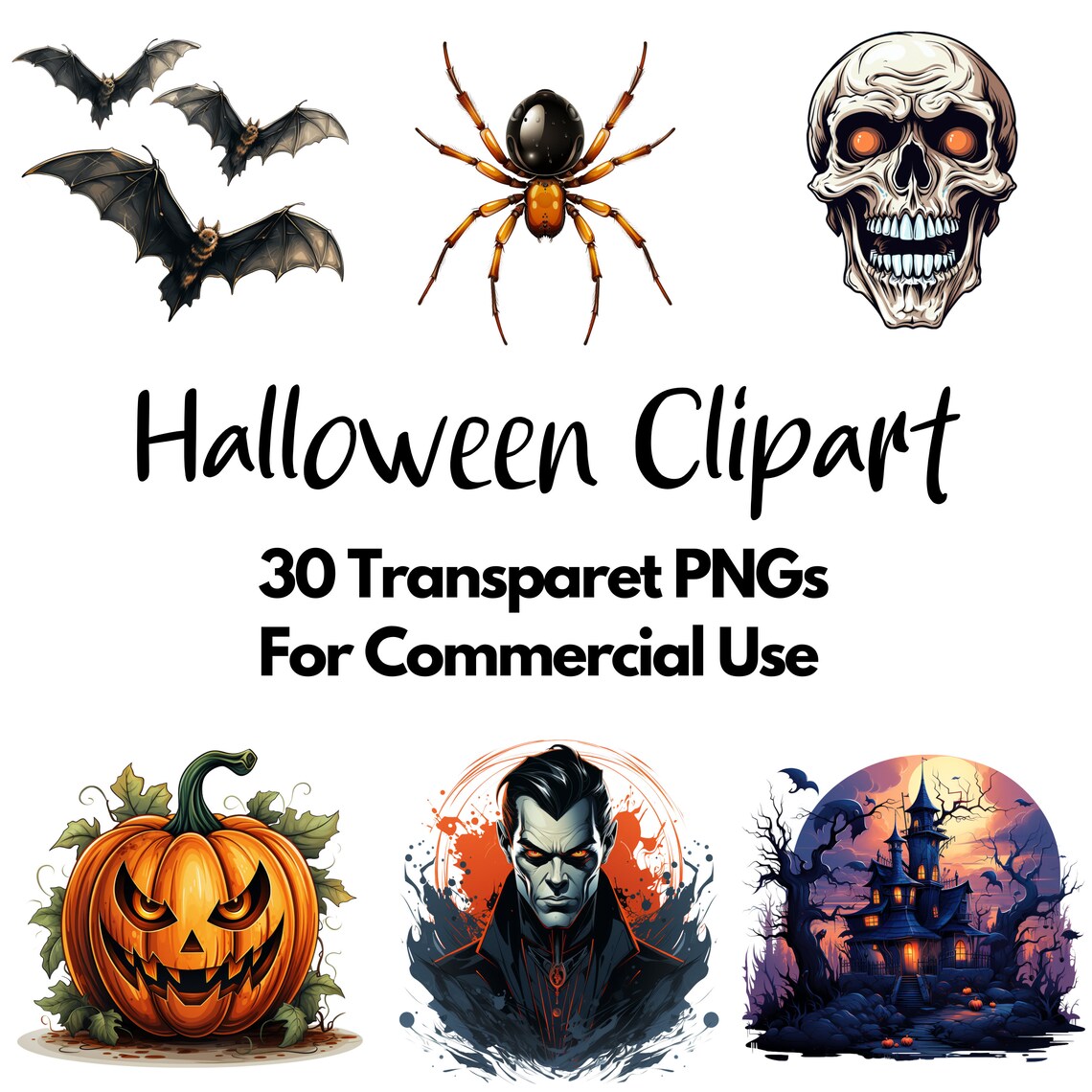 30 Halloween Clip Art Transparent Pngs Commercial Use - Etsy
