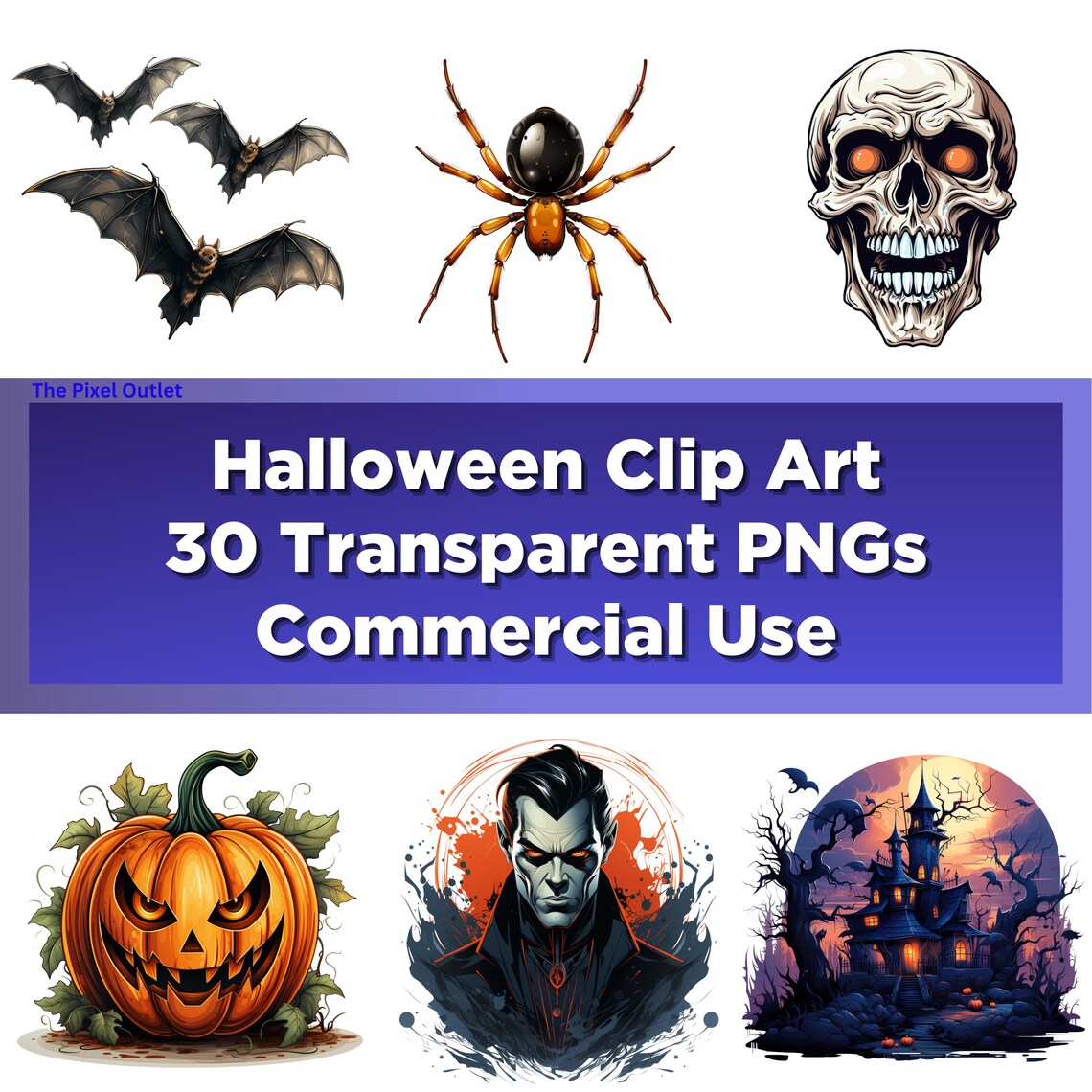 30 Halloween Clip Art, Transparent Pngs, for Commercial Use - Etsy