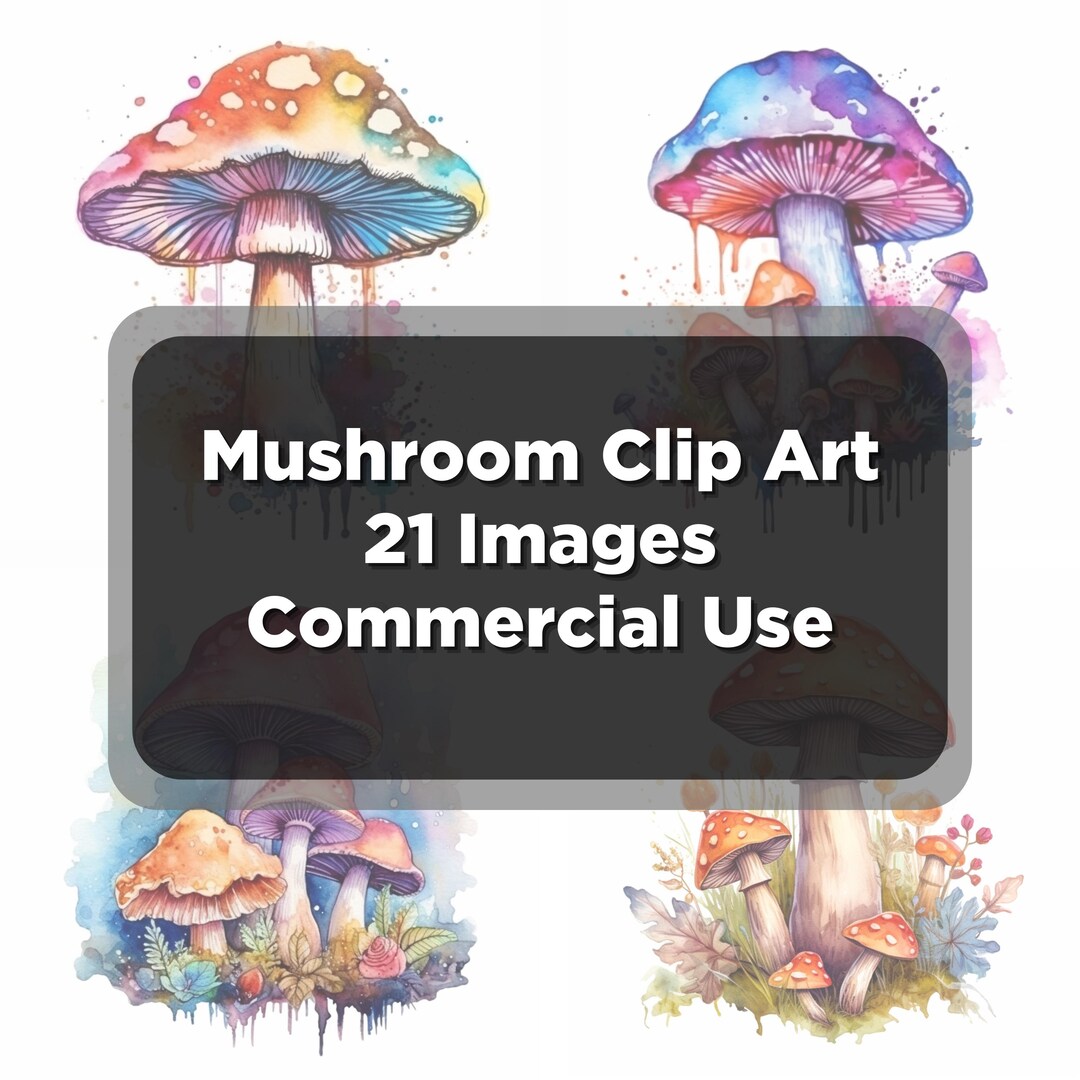 Watercolor Mushrooms Clipart in PNG Format Instant Download for ...