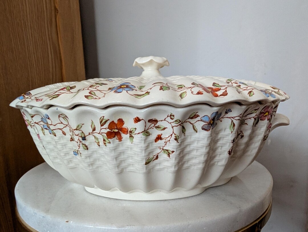 Vintage Copeland Spode "wicker Dale" Large Oval Covered Dish 9 ...