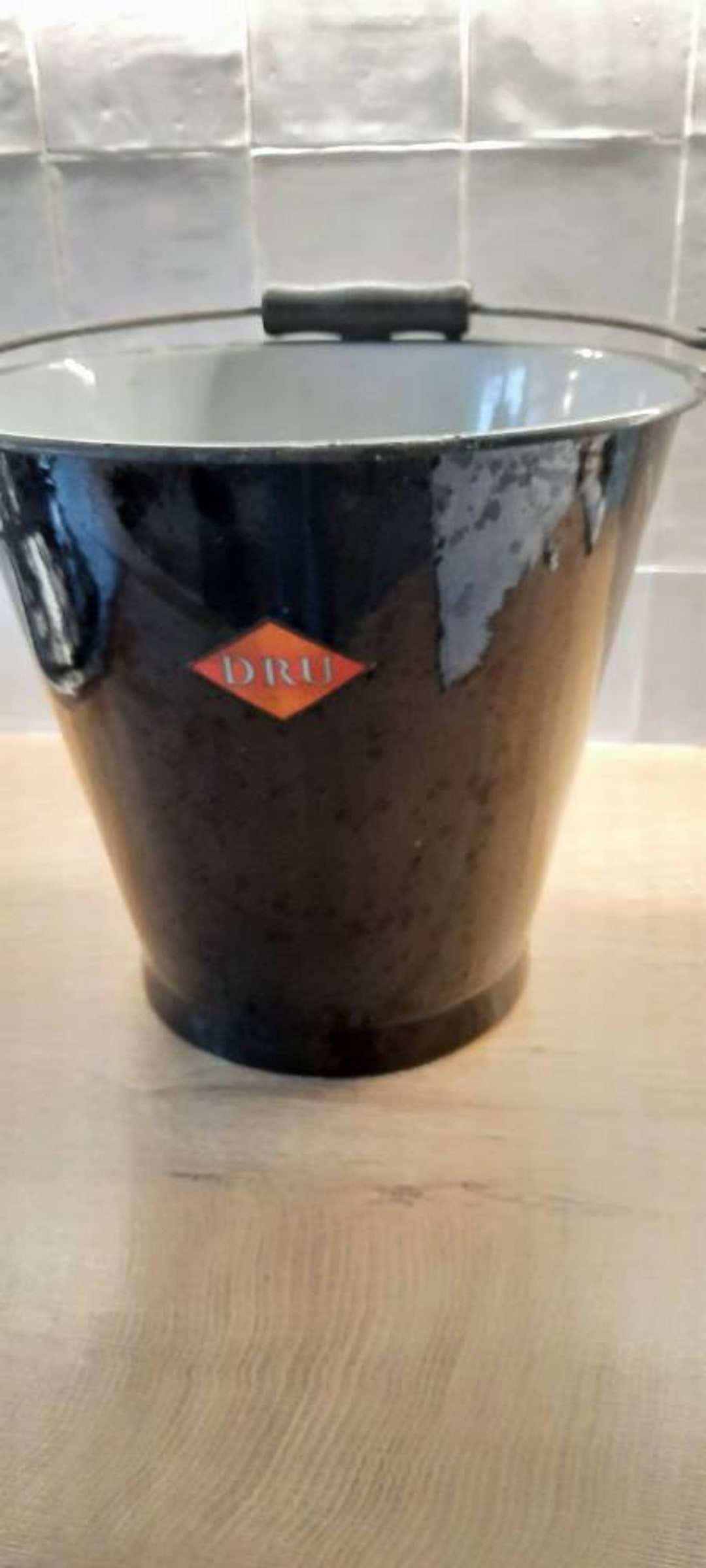 Enamel Black Vintage Bucket - Etsy