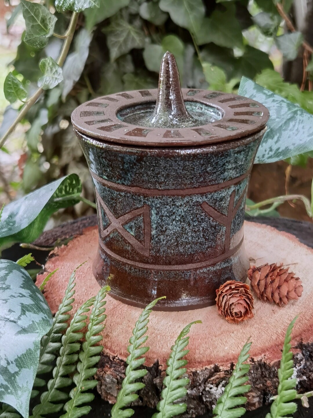 Beautiful Ceramic Jar Handmade Runes Motif Larp Pagan Wicca Viking ...