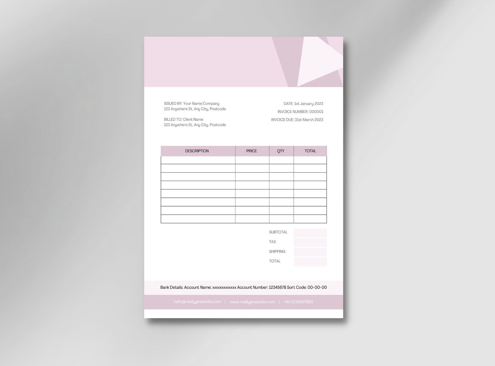 Invoice Template, Customisable Invoice Template Download, Canva ...