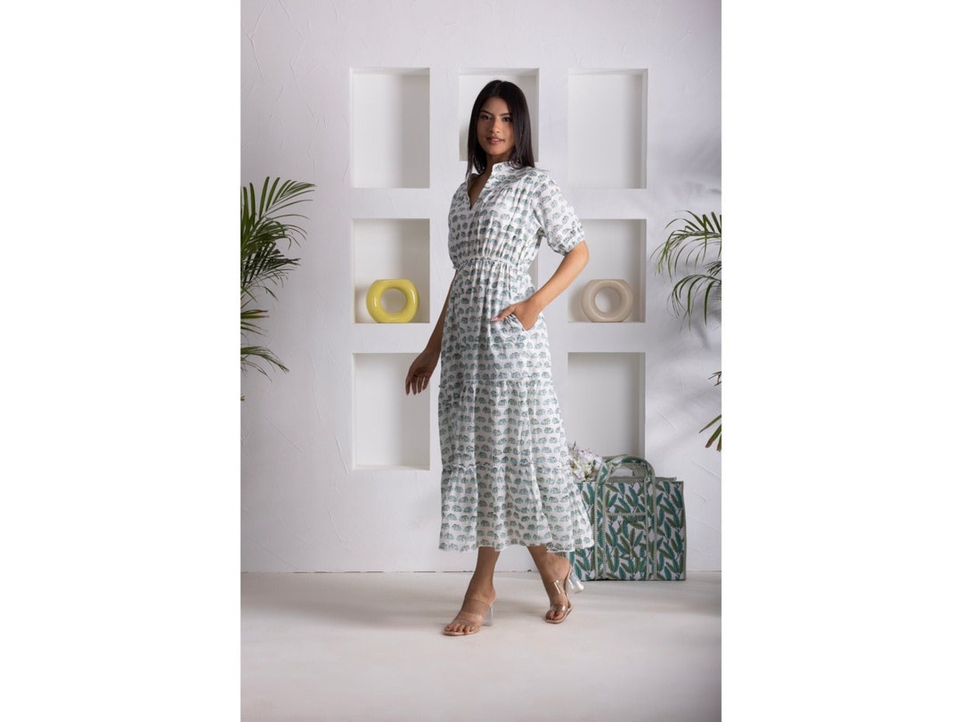 Block Printed Dress - Elegant Handmade Cotton Sundress for Women ...